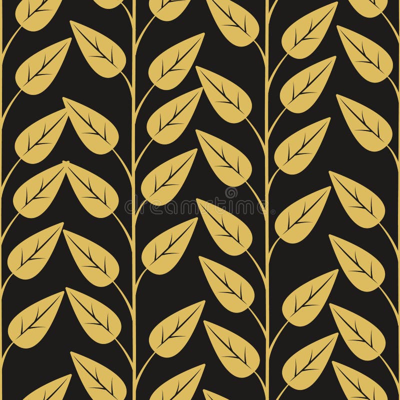 Floral Seamless Pattern with Vertical Branches and Leaves. Stock Vector ...