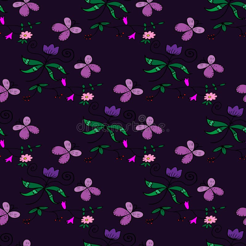 Floral Seamless Pattern in a Violet Colors Stock Vector - Illustration ...