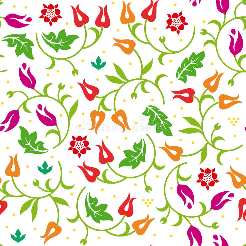 Floral Seamless Pattern with Warm Color Scheme. Vector Illustration ... Floral Seamless Pattern with Warm Color Scheme. Vector Illustration ...
