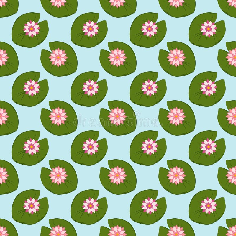 Floral Seamless Pattern with Water Lilies. Vector Illustration Stock ...