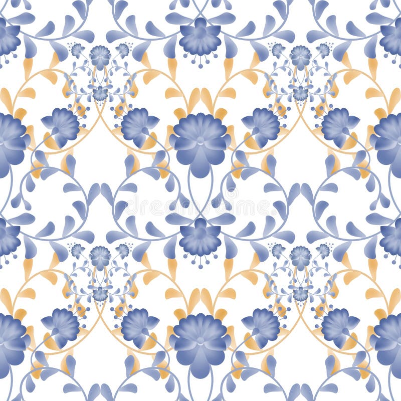 Floral Seamless Pattern with White Flowers Texture Gzhel Stock ...