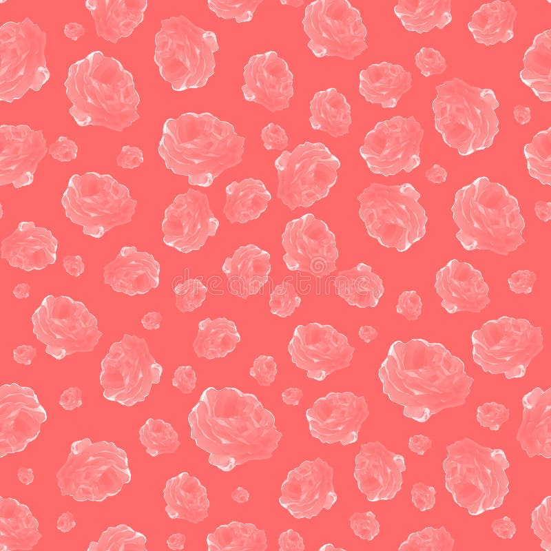 Floral Seamless Pattern. White Transparent Roses of Different Sizes ...