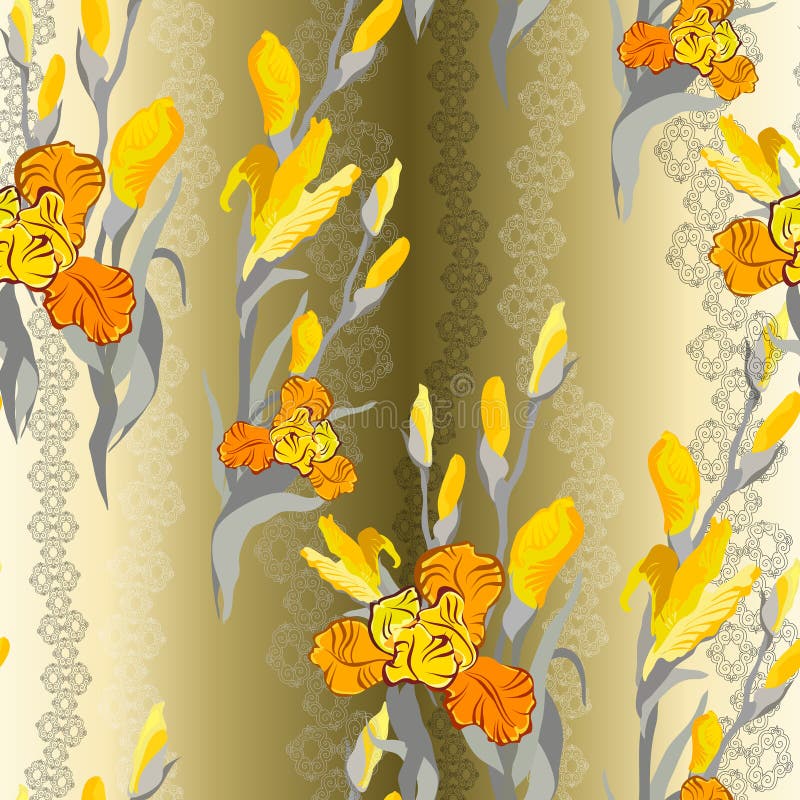 Floral Seamless Pattern. Flower Iris Background. Stock Vector ...