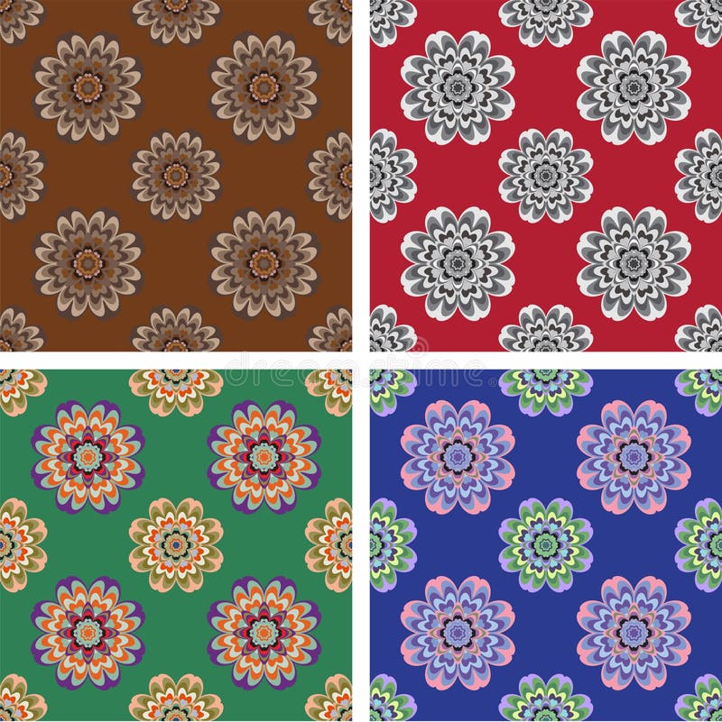 Floral Seamless Patterns Collection Stock Vector - Illustration of ...