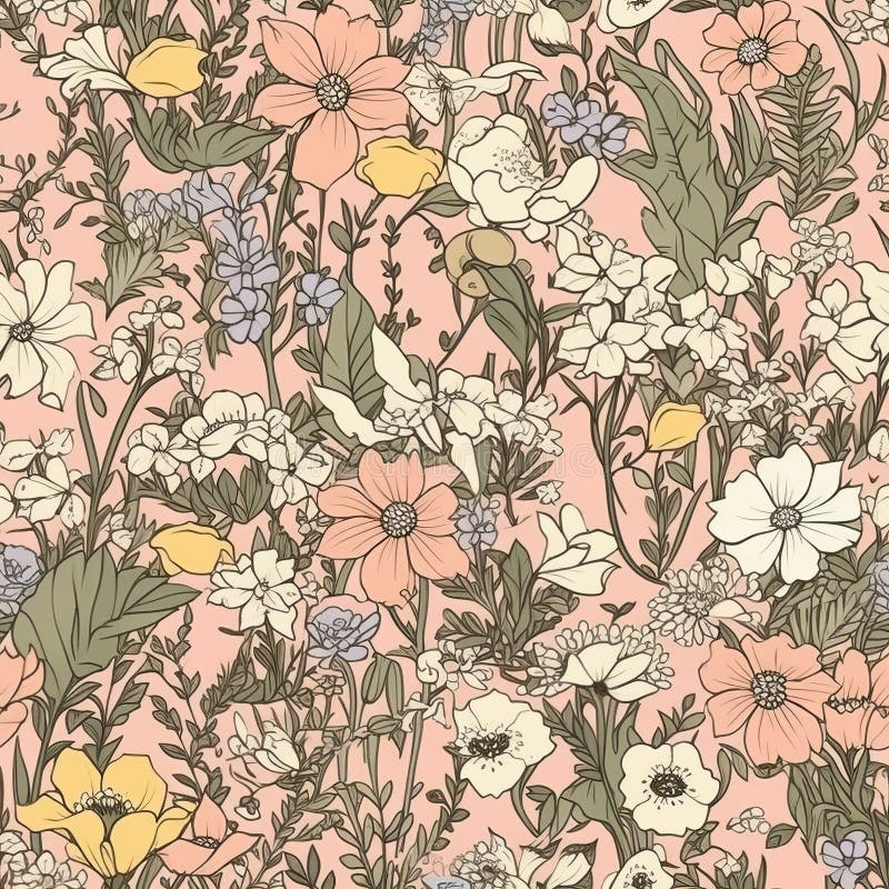 Floral Seamless Patterns Design for Paper, Fabric, Wallpaper Created ...