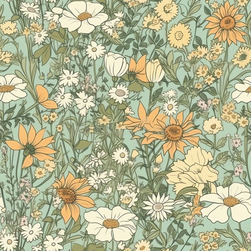 Floral Seamless Patterns Design for Paper, Fabric, Wallpaper Created ...