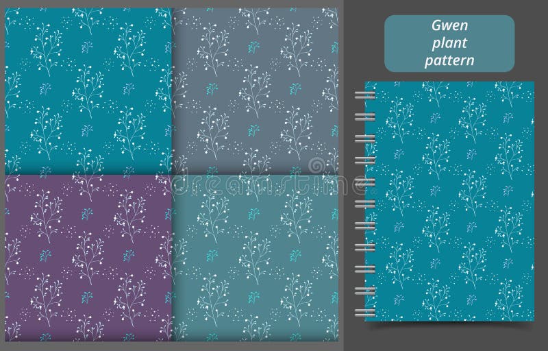 Floral Seamless Patterns Set of Light Doodle Branches and Elements ...