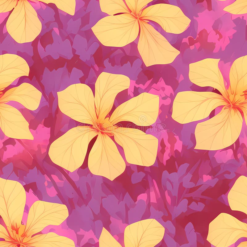 A Continuous Belt of Tropical Florals. Wallpaper Pattern Painted in ...