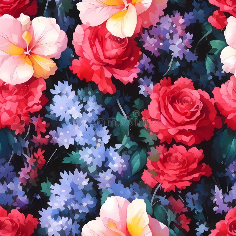 Flowers Repeating Pattern Seamless All Over Print Surface Tile for ...