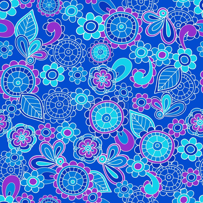 Funky Floral Seamless Repeat Pattern Stock Vector - Illustration of ...