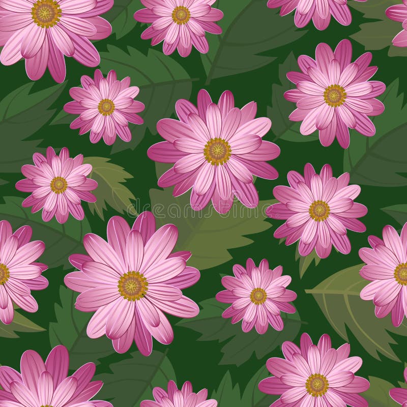 Floral Seamless Texture. Flowers And Leaves On A Dark Background. Stock ...