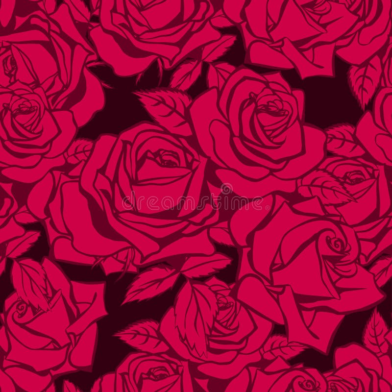Floral Seamless Texture with Roses. Stock Illustration - Illustration ...