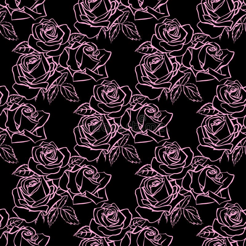 Floral Seamless Texture with Roses. Stock Vector - Illustration of ...