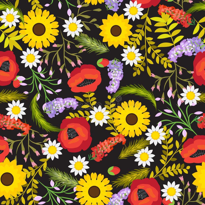 Flowers Seamless Background. Floral Seamless Texture with Flowers. Vector Graphic. Stock ...