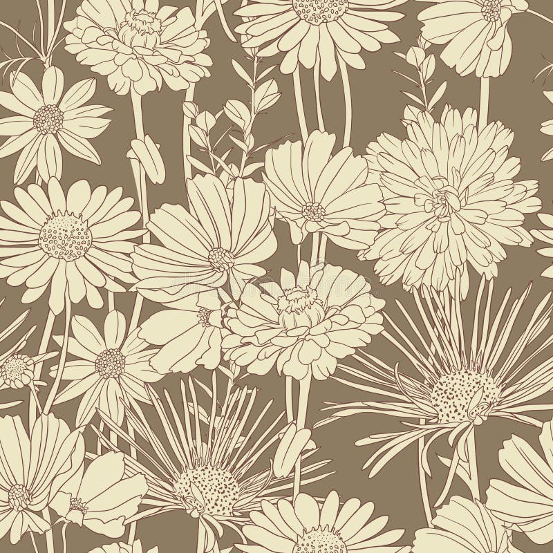 Floral seamless wallpaper stock vector. Illustration of background ...