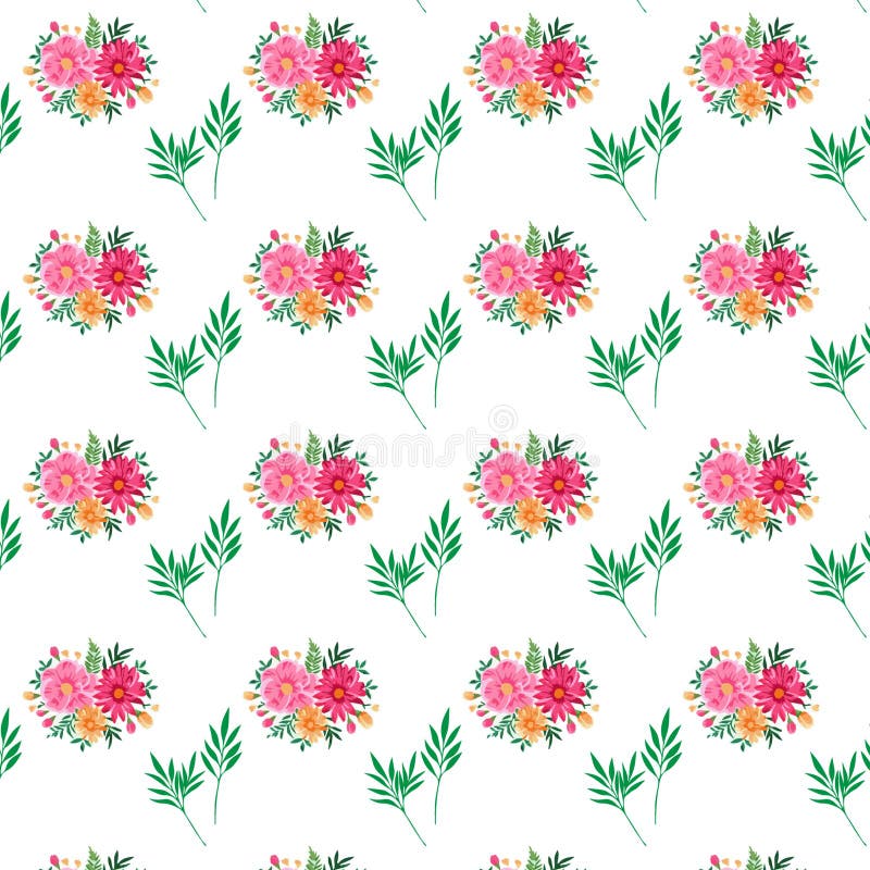 Floral Semless Pattern Vector Flat Illustration. Blooming Flowers Stock ...
