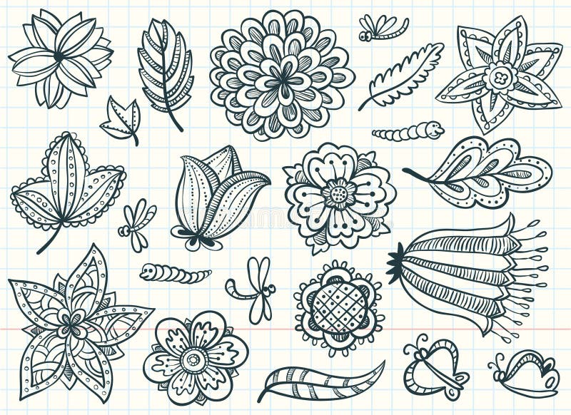 Flowers doodle stock vector. Illustration of organic - 26680322