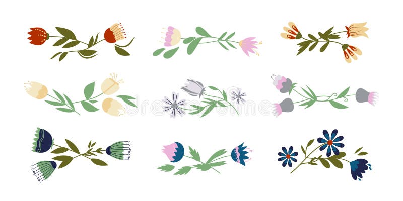 Floral Set of Flower Decorative Elements for Design and Decor ...