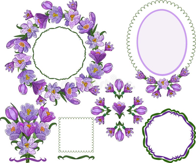 Crocus Floral Border Watercolor Illustration Stock Illustration ...