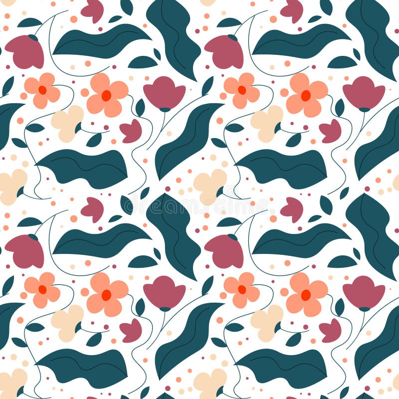 Floral Shape Seamless Pattern. Stock Vector - Illustration of drawing ... Floral Shape Seamless Pattern. Stock Vector - Illustration of drawing ...
