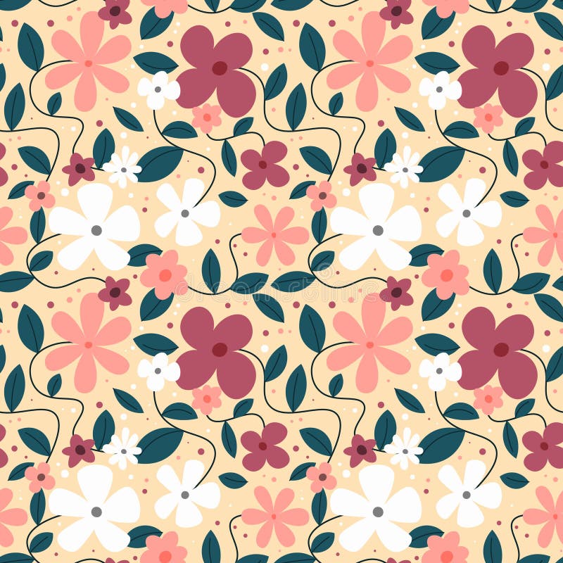 Floral Shape Seamless Pattern. Stock Vector - Illustration of design ...