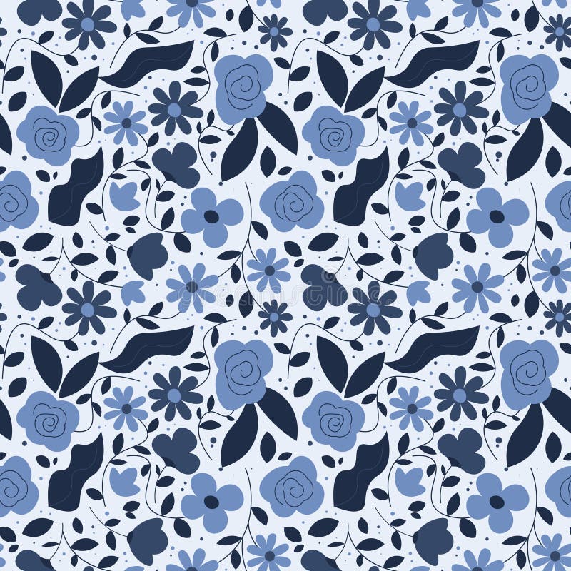 Floral Shape Seamless Pattern. Stock Vector - Illustration of foliage ... Floral Shape Seamless Pattern. Stock Vector - Illustration of foliage ...