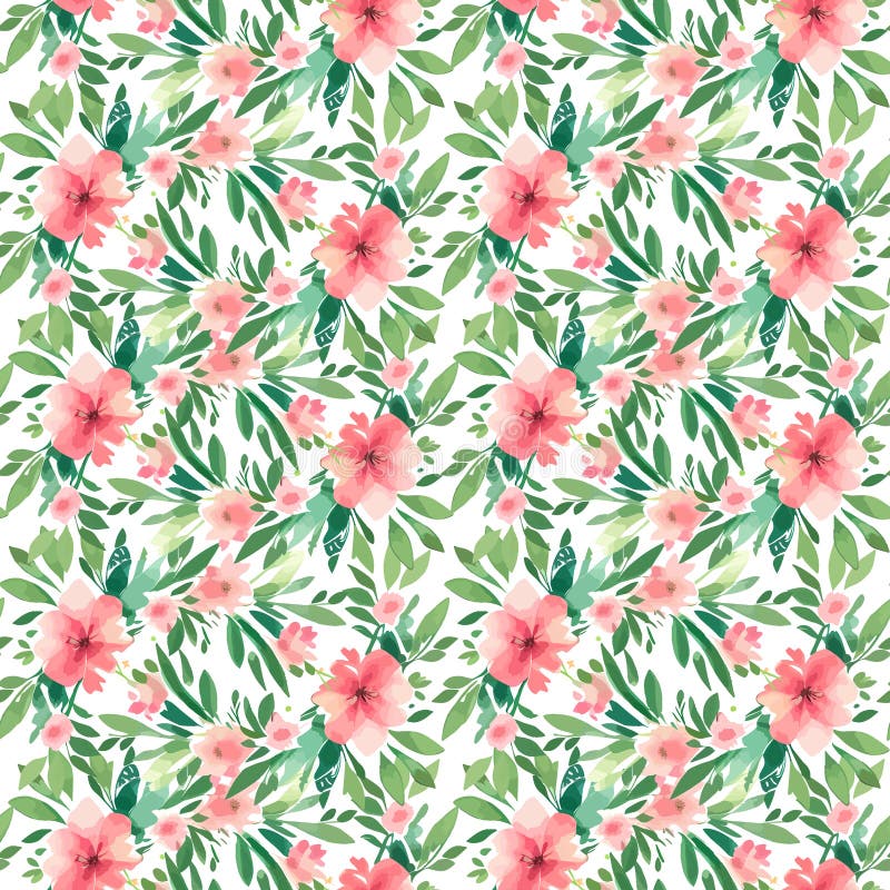 Floral Shape Watercolor Seamless Pattern. Stock Vector - Illustration ...