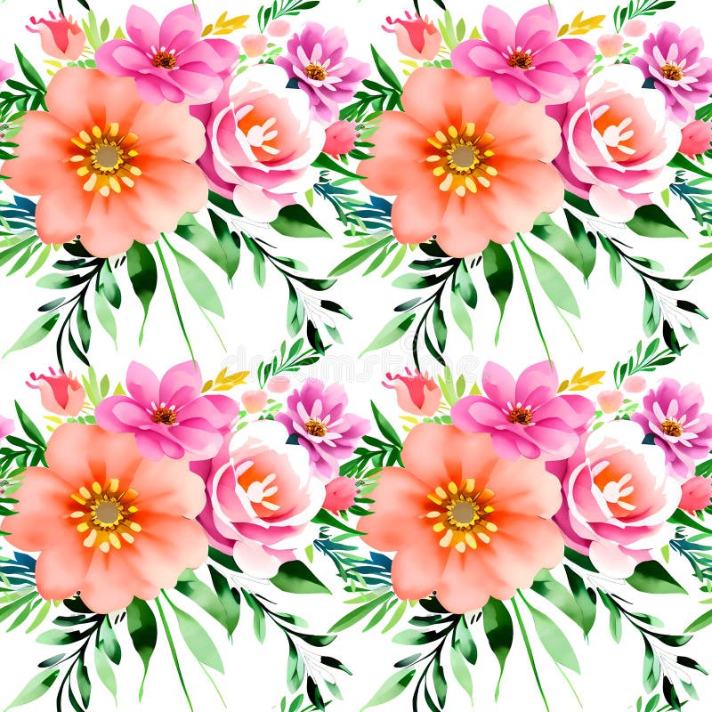 Floral Shape Watercolor Seamless Pattern. Stock Vector - Illustration ...