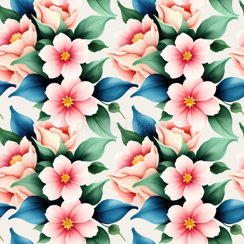 Floral Shape Watercolor Seamless Pattern. Stock Vector - Illustration ...