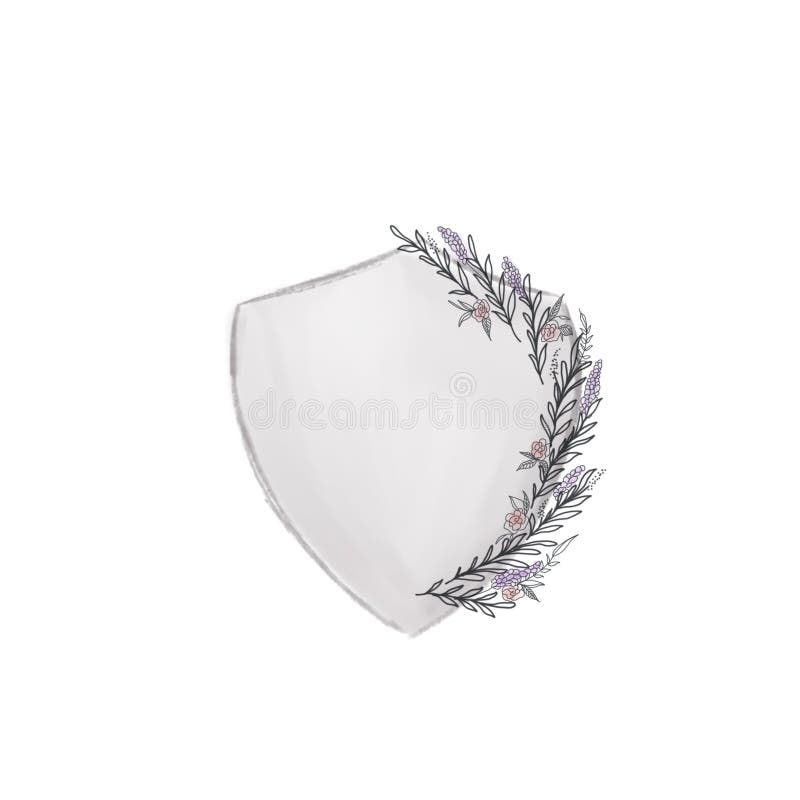 Floral Shield Wedding Crest Wedding Logo Stock Illustration ...