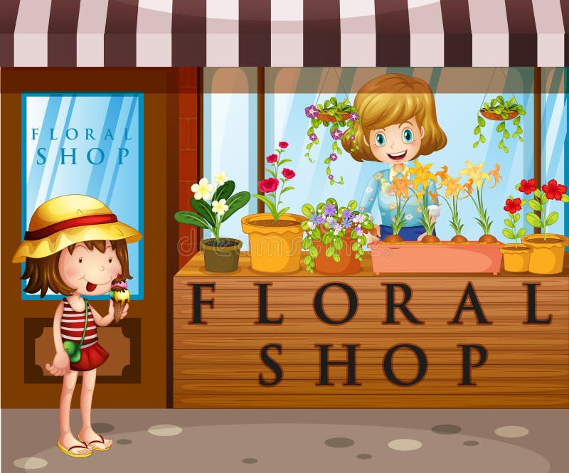 Floral Shop Badge Decorative Frame Template Vector Illustration. Stock ...