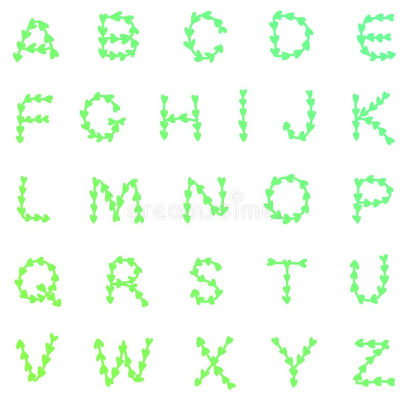 Floral Alphabet Made from Leaves Stock Illustration - Illustration of ...