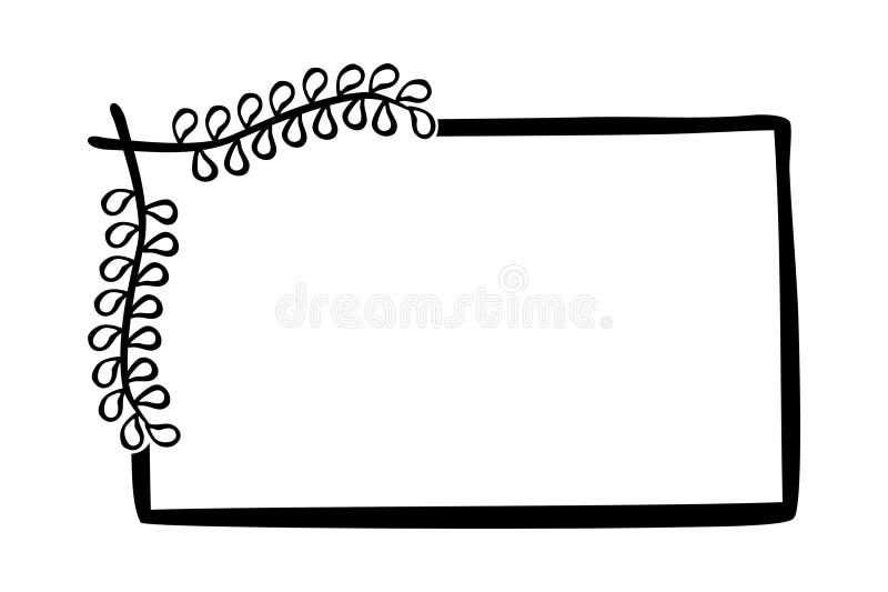 Floral Simple Black Border Rectangle Sketch at White Stock Vector ...