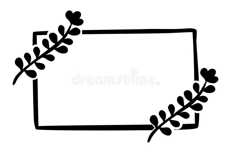 Floral Simple Black Border Rectangle Sketch at White Stock Vector ...