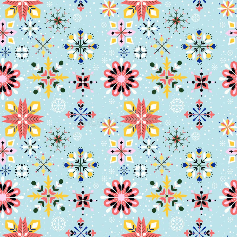 Floral Snowflake Seamless Pattern Stock Vector - Illustration of card ...