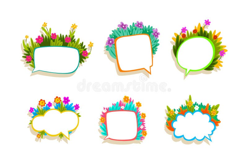 Floral Speech Bubbles with Empty Space for Text Vector Set Stock Vector ...