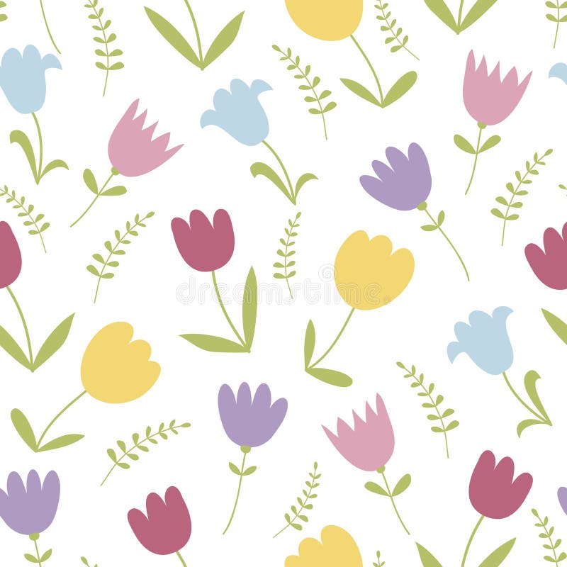 Floral Spring Background. Seamless Pattern of Tulips Stock Vector ...