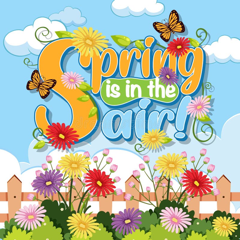 Floral Spring Calligraphic Text Stock Vector - Illustration of frame ...