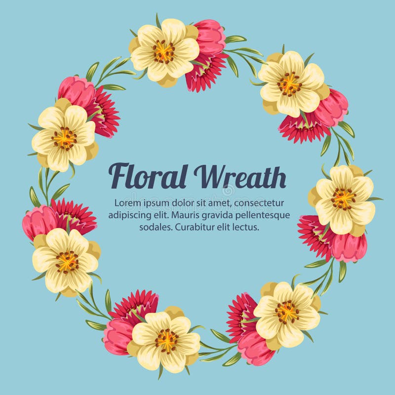 Floral Spring Garland Frame Round Decorative Stock Vector ...