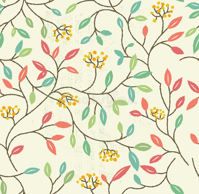 Floral Spring Seamless Pattern Stock Vector - Illustration of berry ...