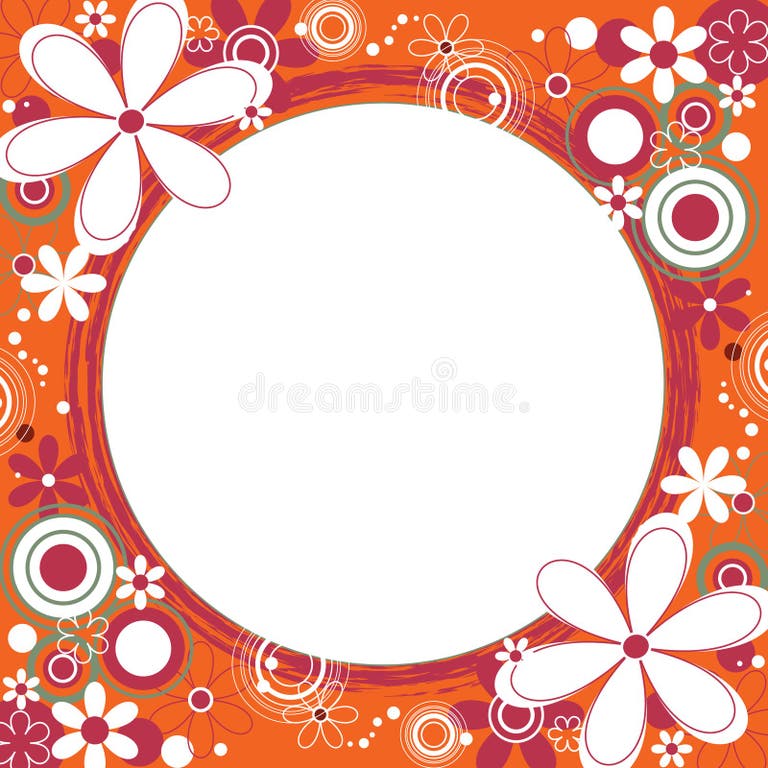 Floral Square Frame in Orange Stock Vector - Illustration of flower ...