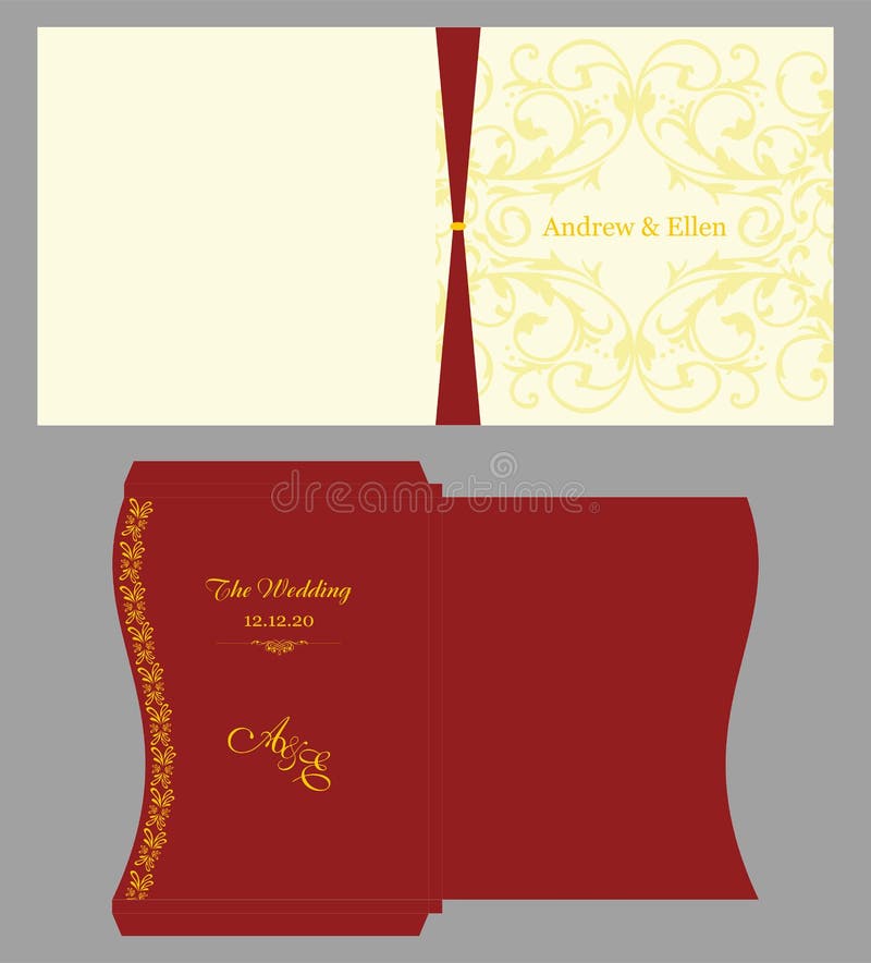 Floral Square Invitation with Envelope Stock Vector - Illustration of ...