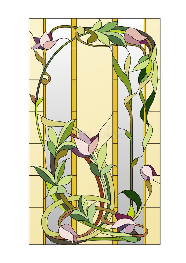 Floral Stained-glass Pattern Stock Vector - Illustration of glass ...