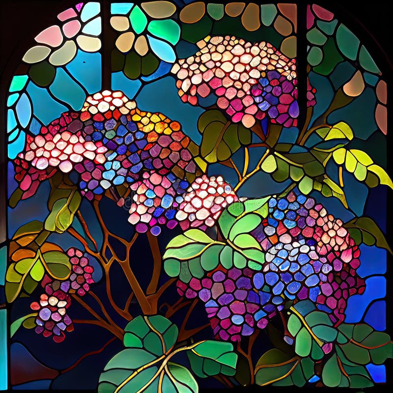 Floral Stained Glass Window - Ai Generated Stock Illustration ...