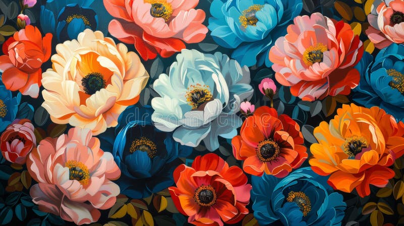 Floral Statement, Vibrant Floral Pattern with Bold, Oversized Blossoms ...