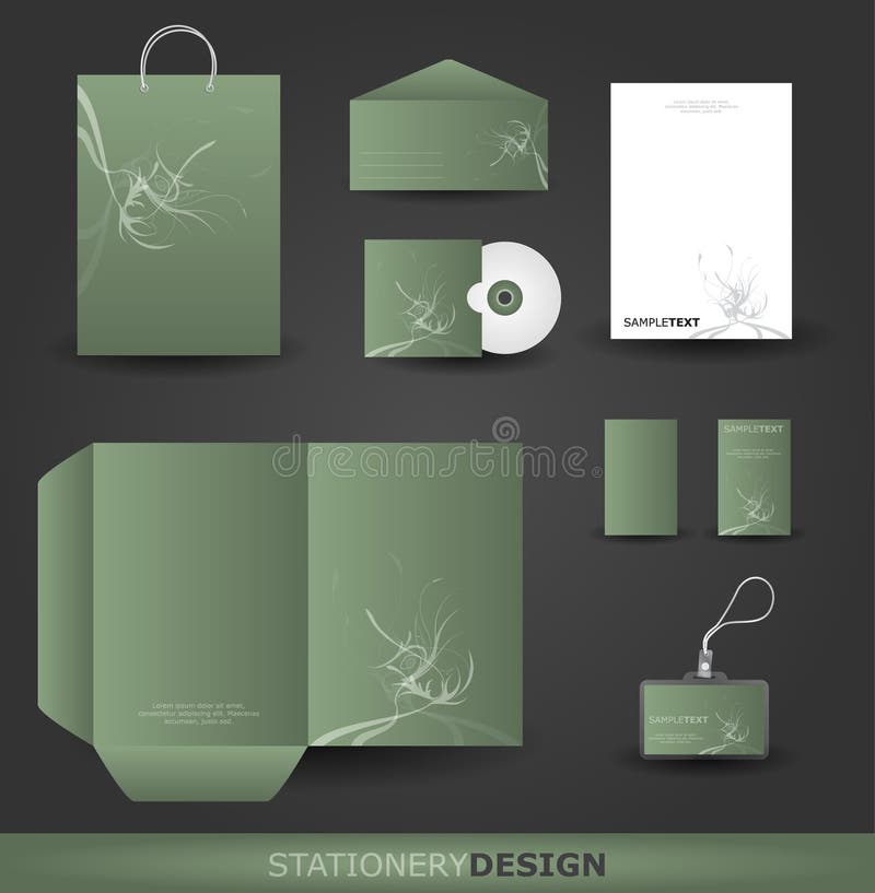 Floral Stationery Design Set Stock Vector - Illustration of decorative ...