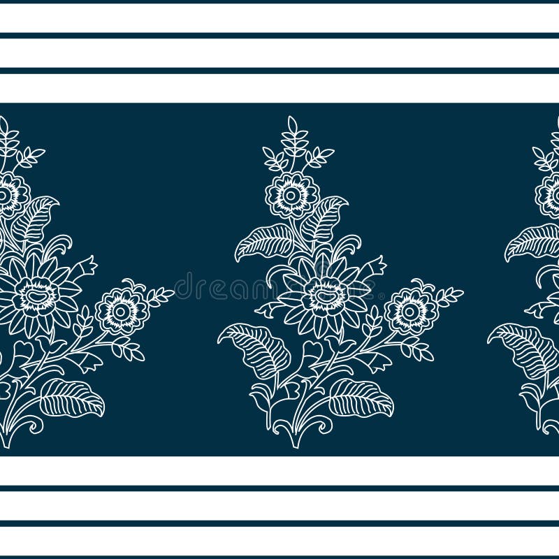 Floral with Stripe Seamless Pattern Background Stock Vector ...