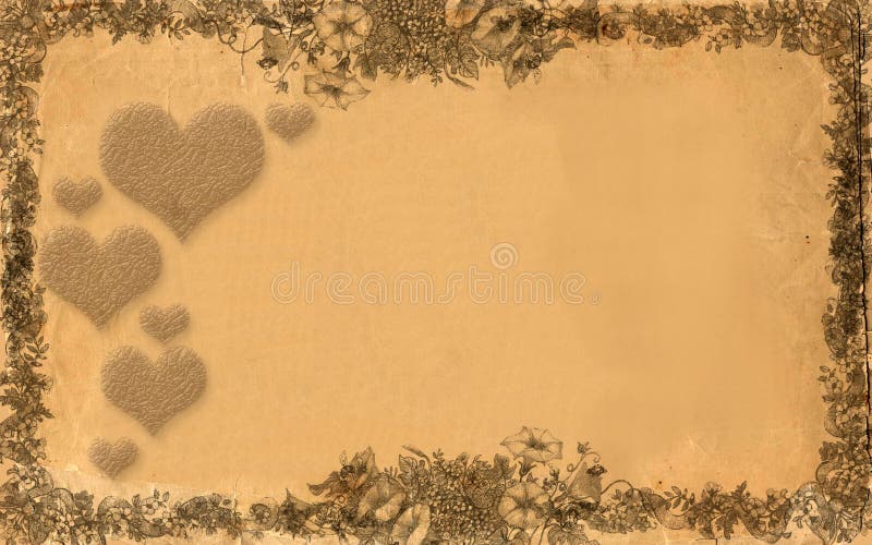 Floral Style Old Paper Texture Background. Love Stock Image - Image of ...