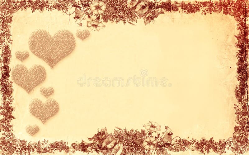 Floral Style Old Paper Texture Background. Love Stock Image - Image of ...