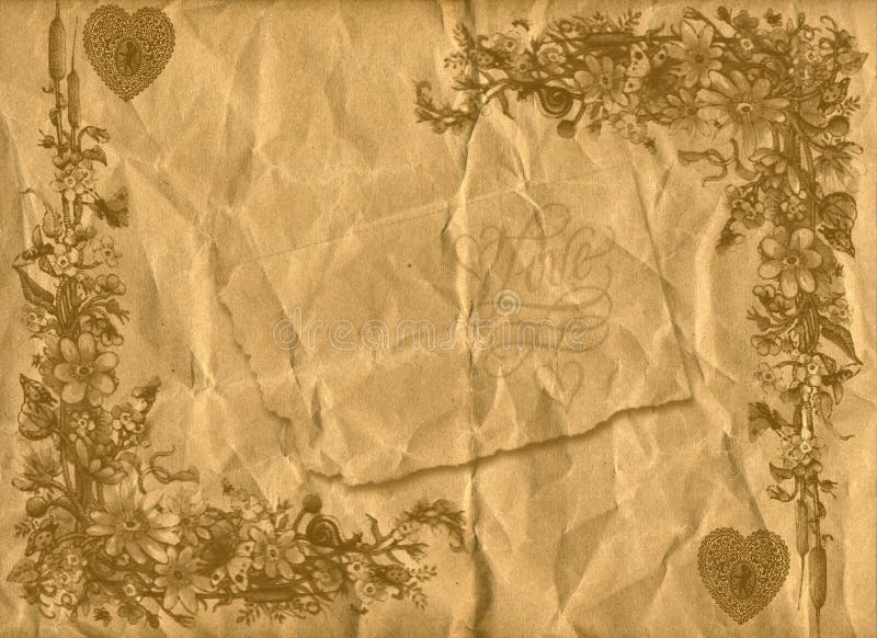 Antique Paper with Angel and Love Text Stock Image - Image of cardboard ...